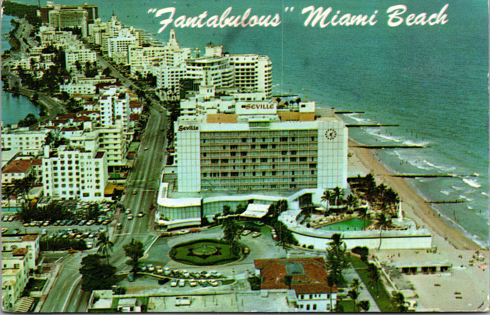 Vtg 1970s Looking North from Seville Hotel Row Miami Beach Florida FL ...