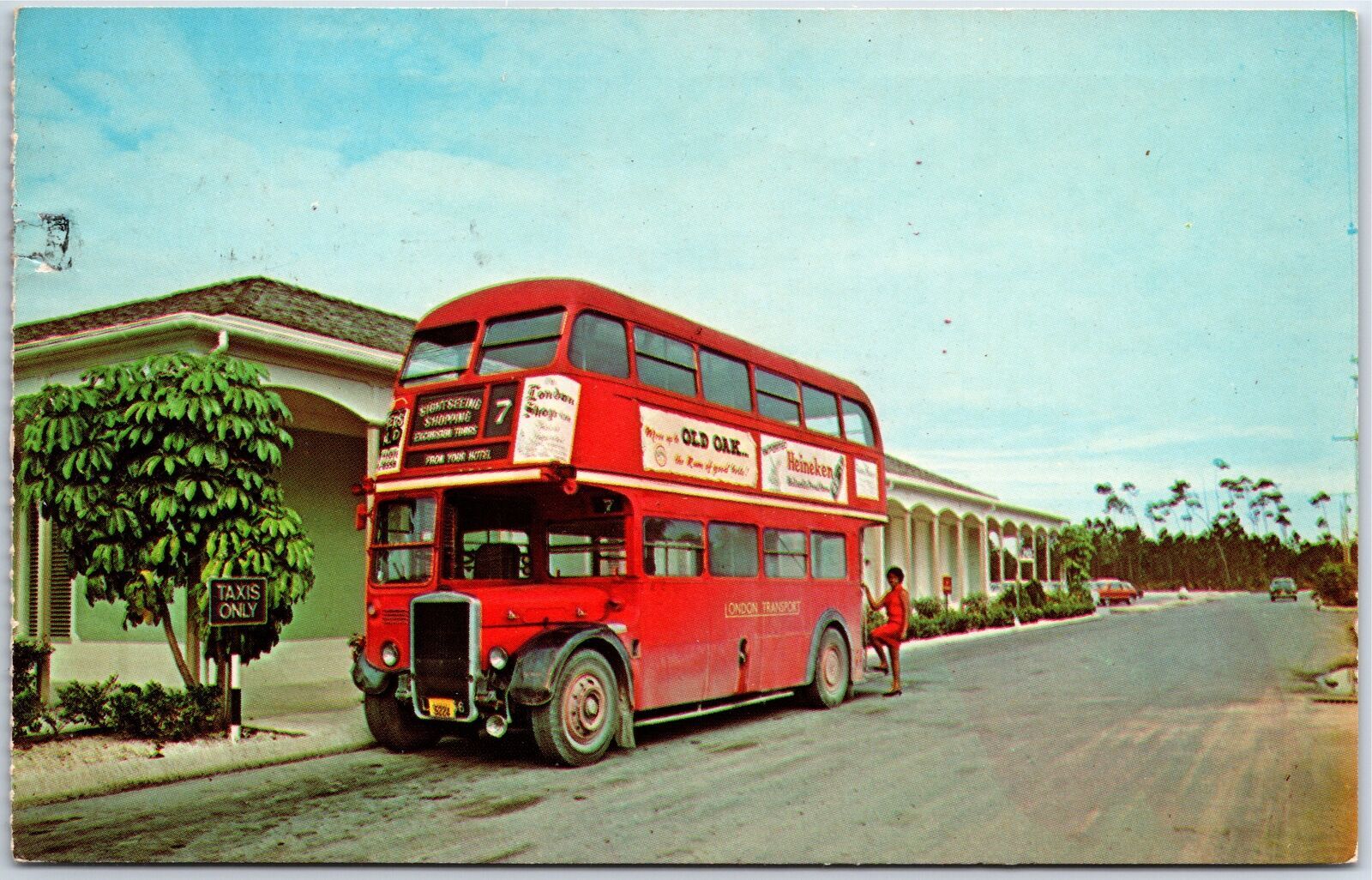 Vintage Postcard Double Decker Scenic BUS at Freeport Grand Bahama ...