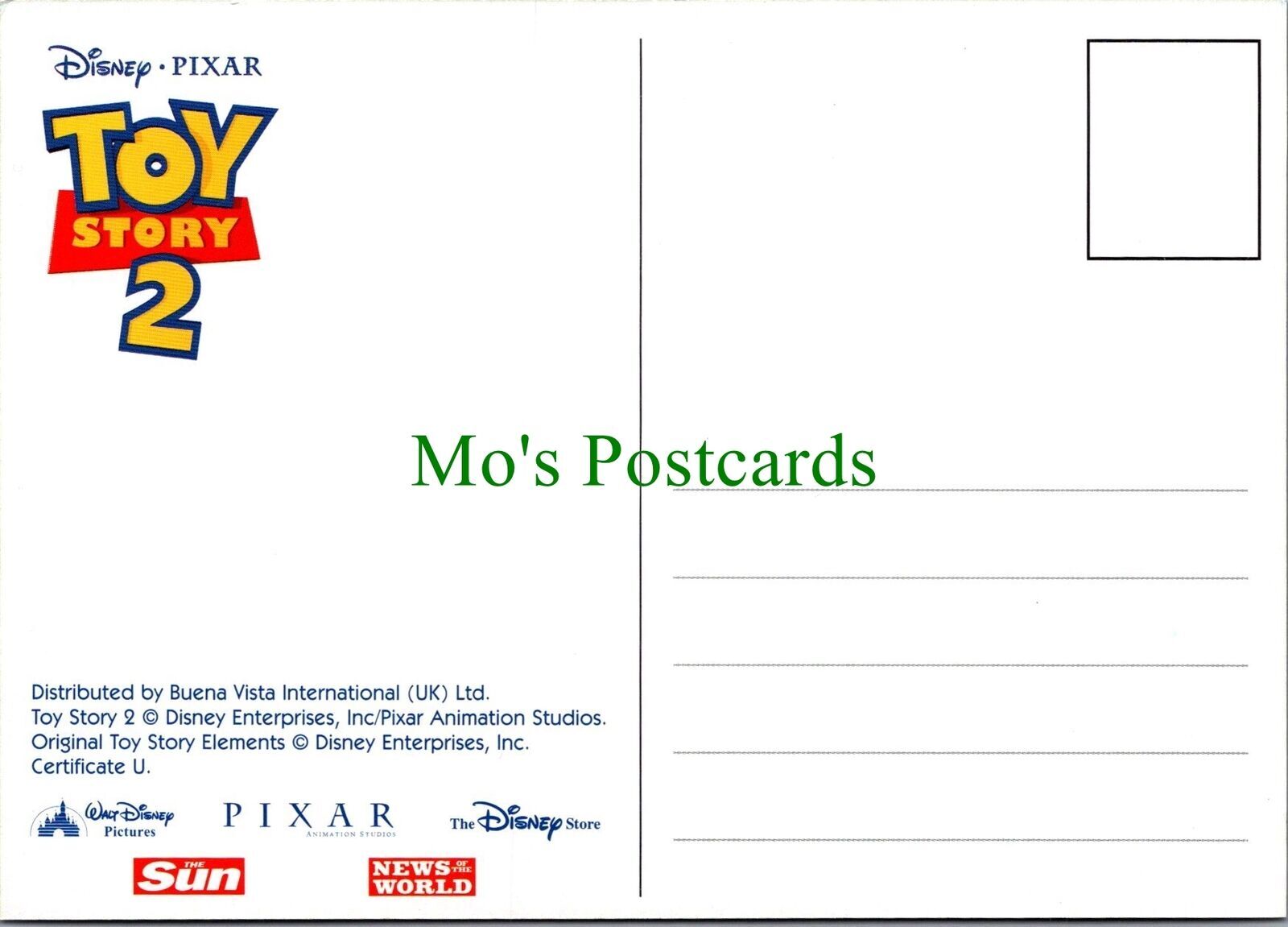 Film Postcard - DIsney Pixar Toy Story 2 Animation Ref.RR16027 | Other ...