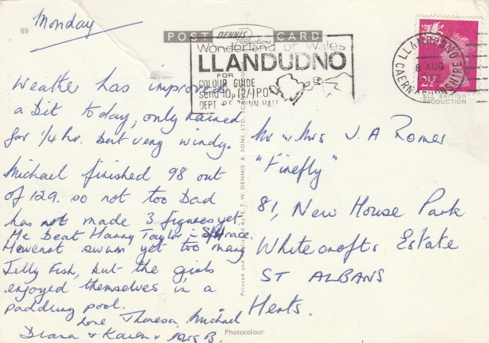 LLANDUDNO FROM THE GREAT ORME, Conwy, Clwyd, Wales - Vintage POSTCARD ...