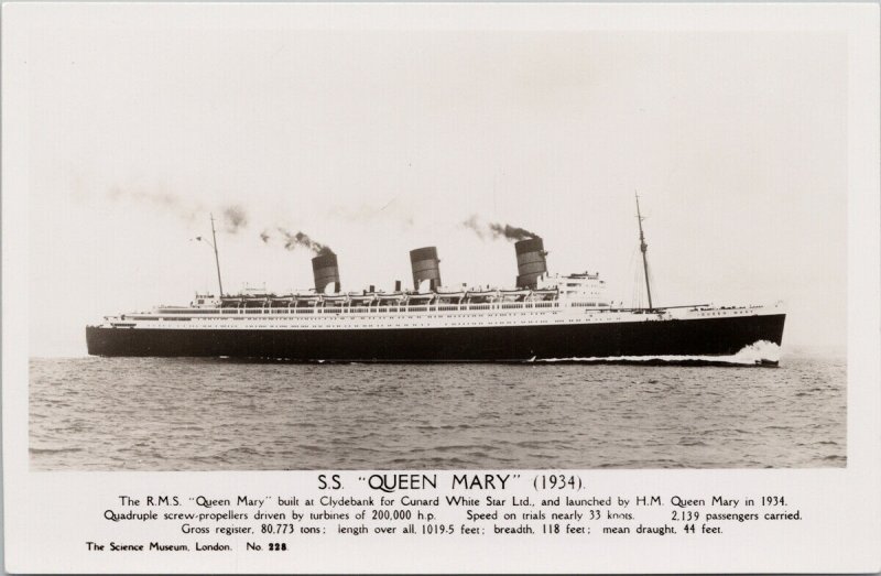 SS 'Queen Mary' Ship Unused Matthews Bradford England RPPC Postcard G92 ...