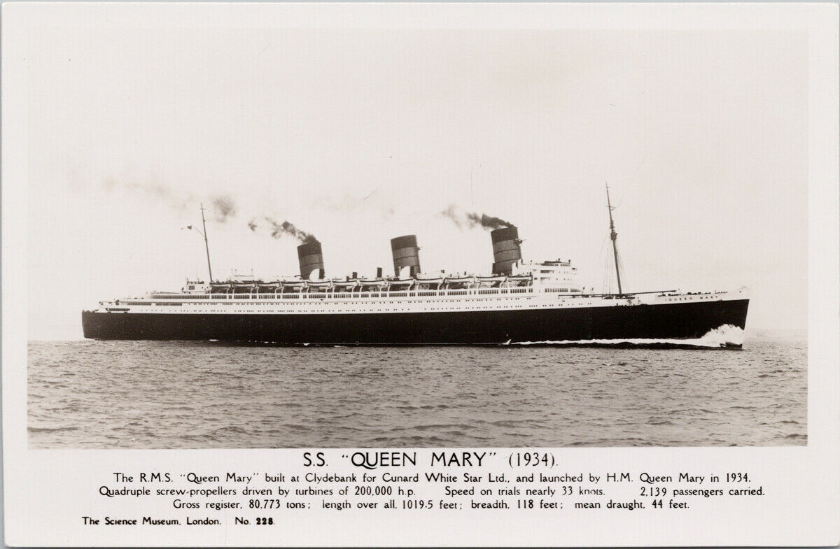 SS 'Queen Mary' Ship Unused Matthews Bradford England RPPC Postcard G92 ...