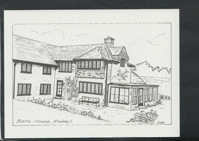 Sussex Postcard - Pencil Drawing of Barn House, Rodmell, Lewes T4735 ...