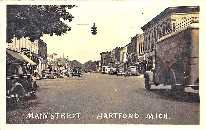 Hartford MI Main Street View Peter Pan Bread Truck Store Fronts RPPC ...
