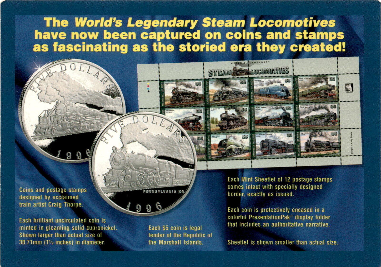 Vintage Postcard: Legendary Steam Locomotives Coins & Stamps | Other ...