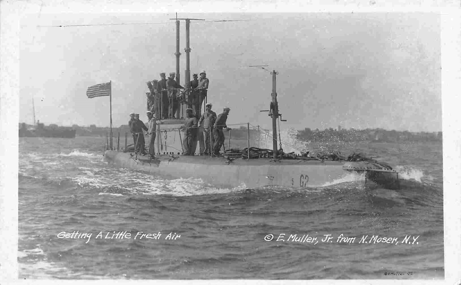 USS G-2 Tuna SS-27 Submarine US Navy on Surface WWI Real Photo postcard ...
