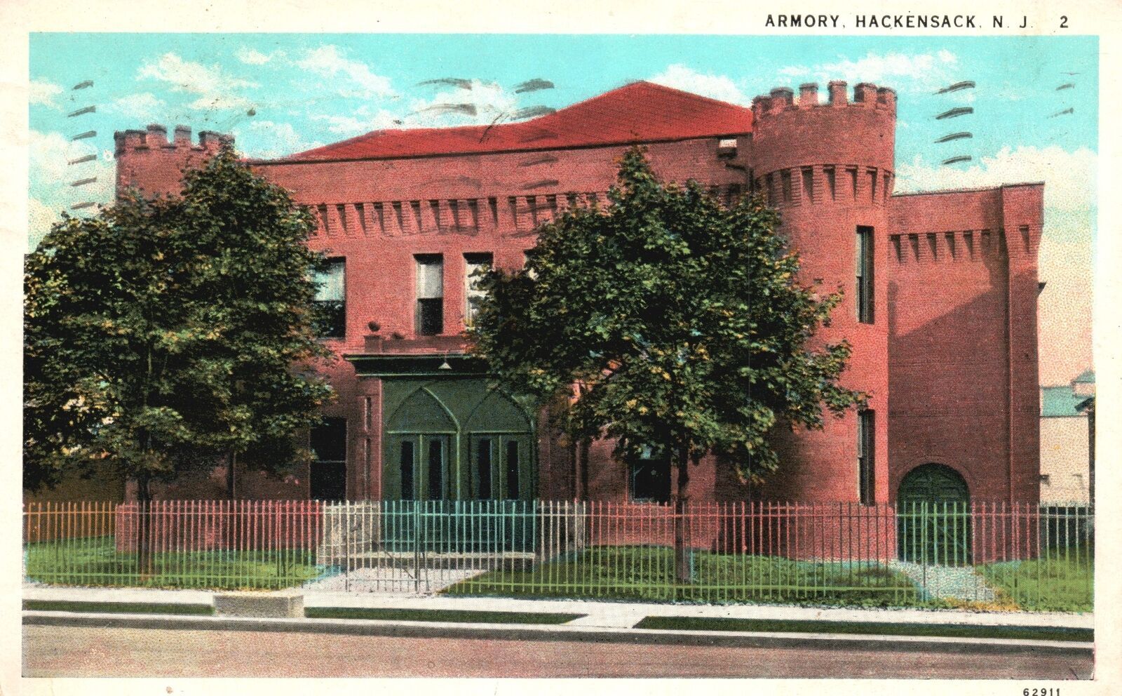 Vintage Postcard 1941 Armory House Building Fence Yard Hackensack New ...