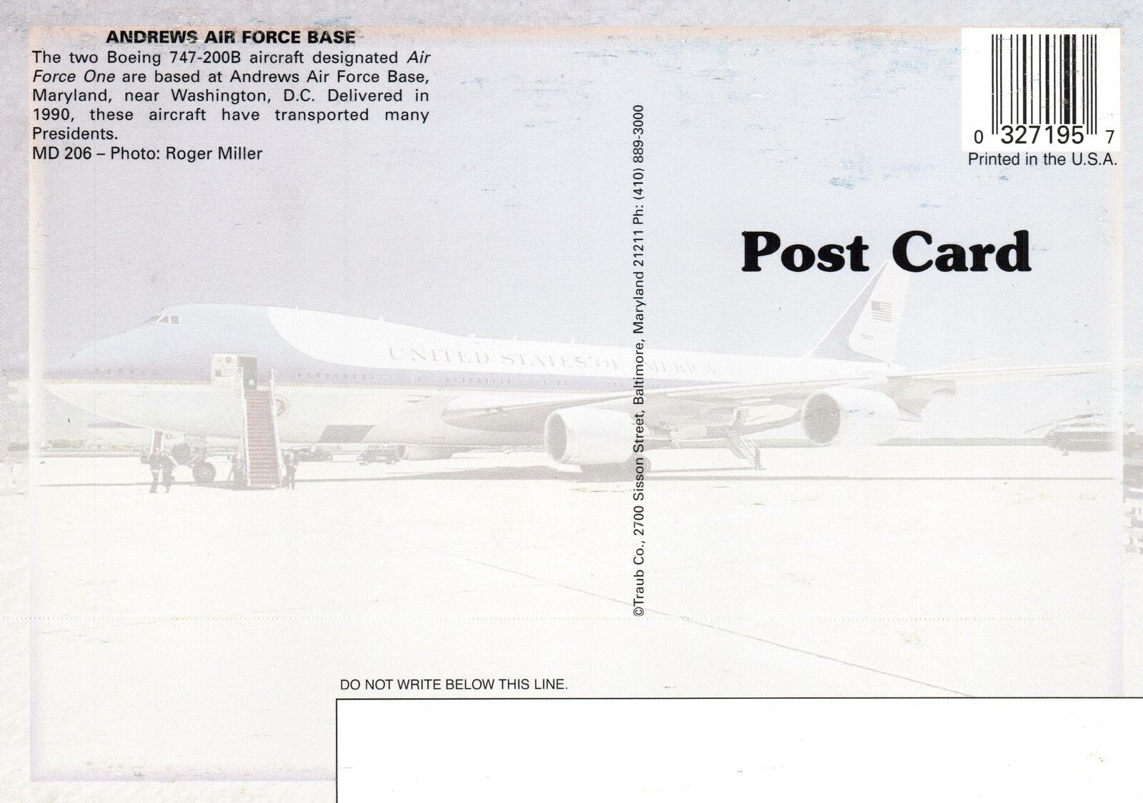Vintage Continental Size Postcard AIR Force ONE at Andrews AIR Force ...