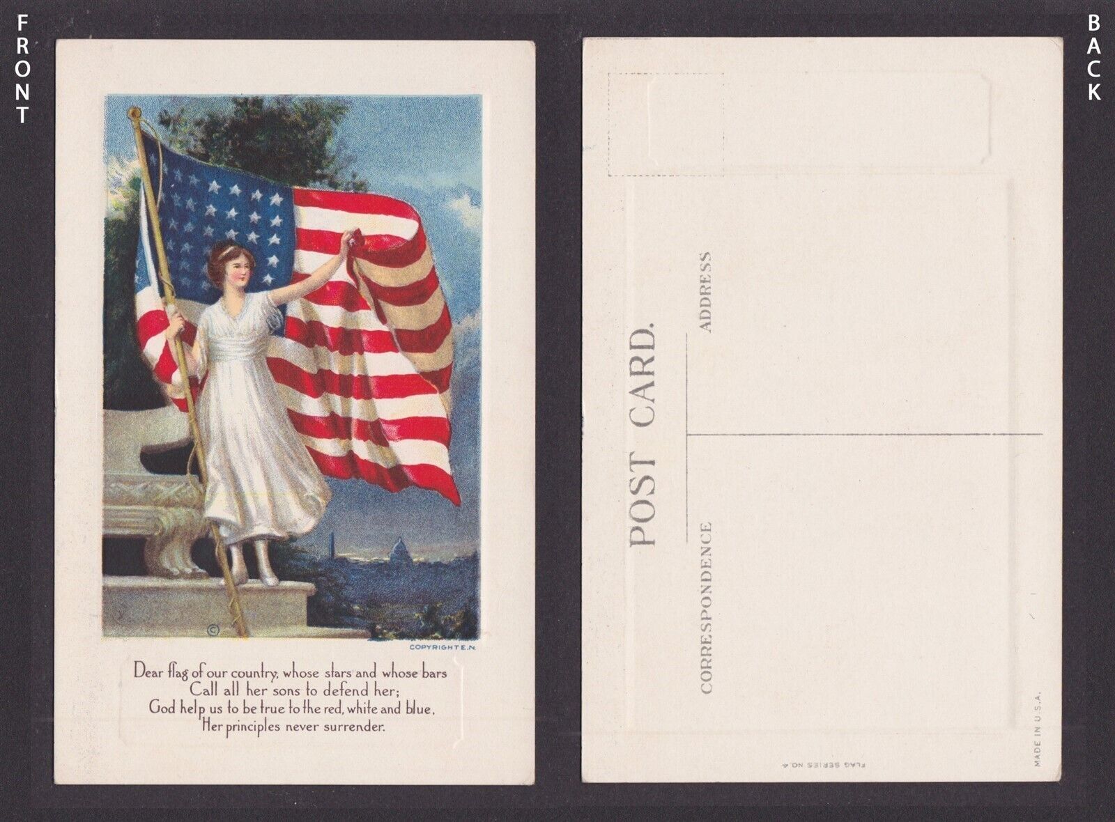 UNITED STATES, Postcard, Dear flag of our country, whose stars and ...