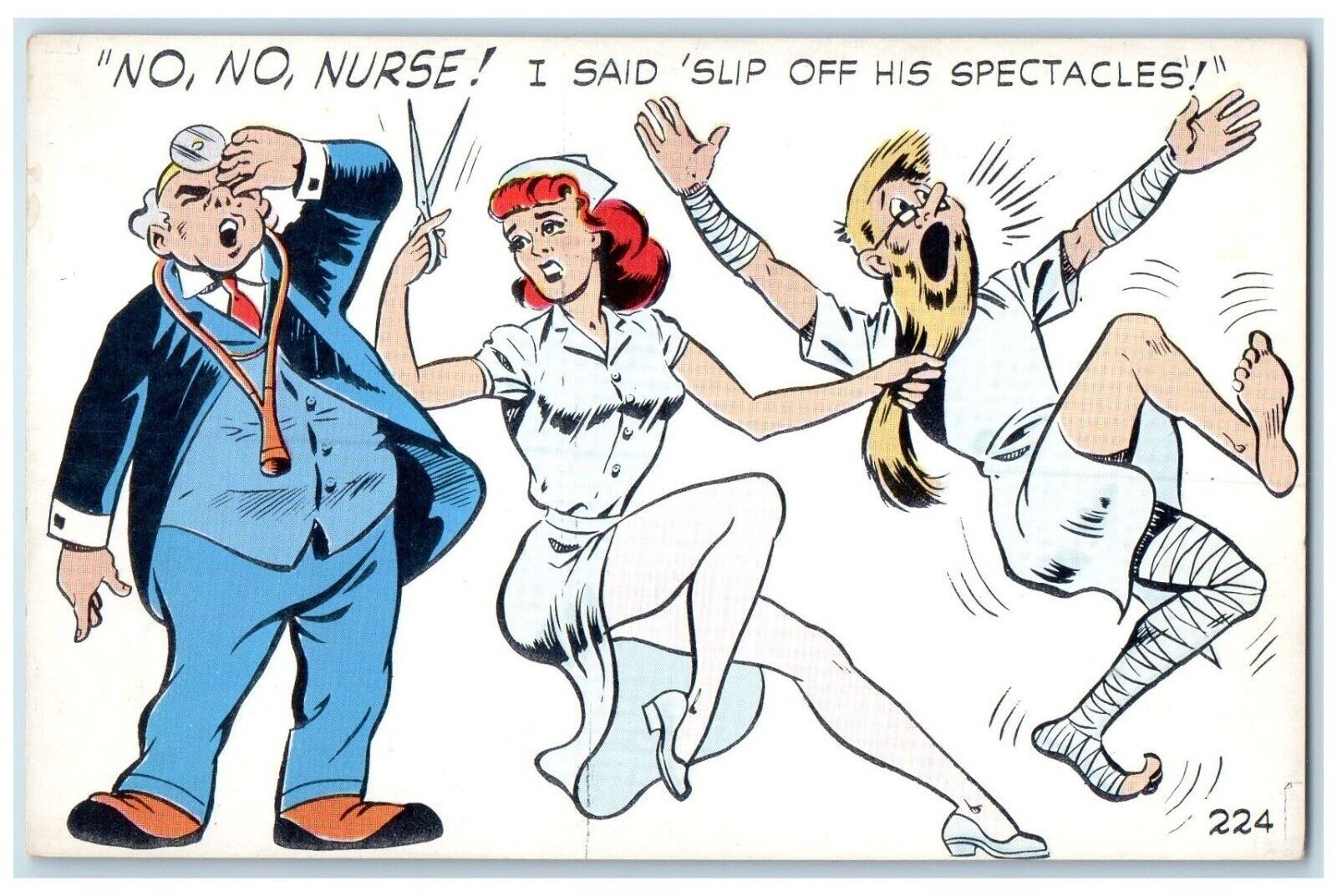c1930's Nurse Scissor I Said Slip Off His Spectacles Comic Humor ...