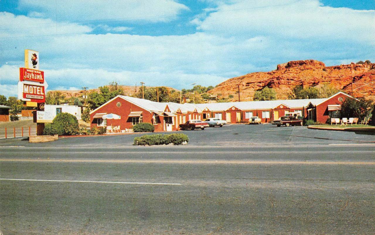 St. George, Utah WESTERN JAYHAWK MOTEL Roadside ca 1960s Chrome Vintage ...