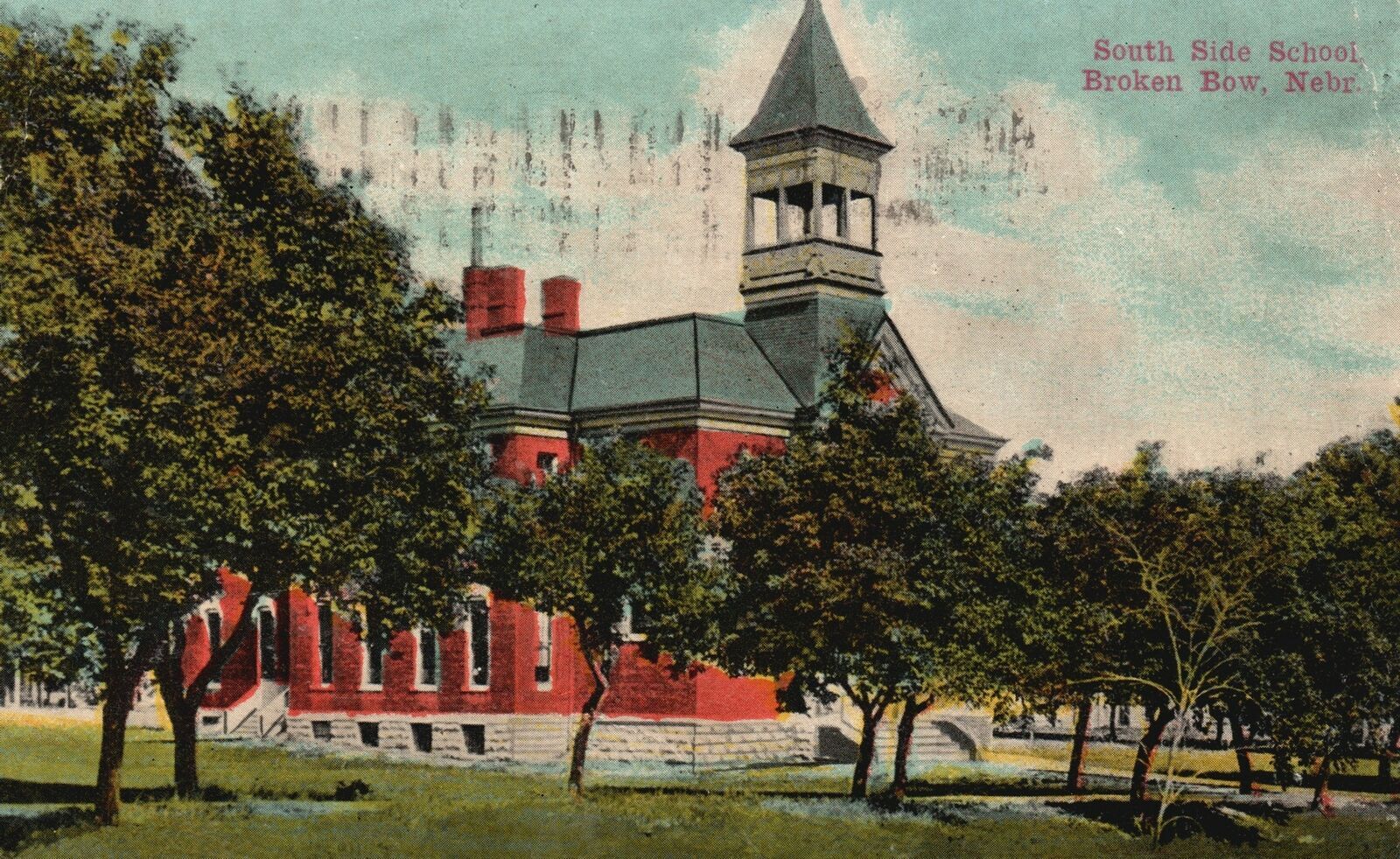 Vintage Postcard 1930s South Side School Building Broken Bow Nebraska ...