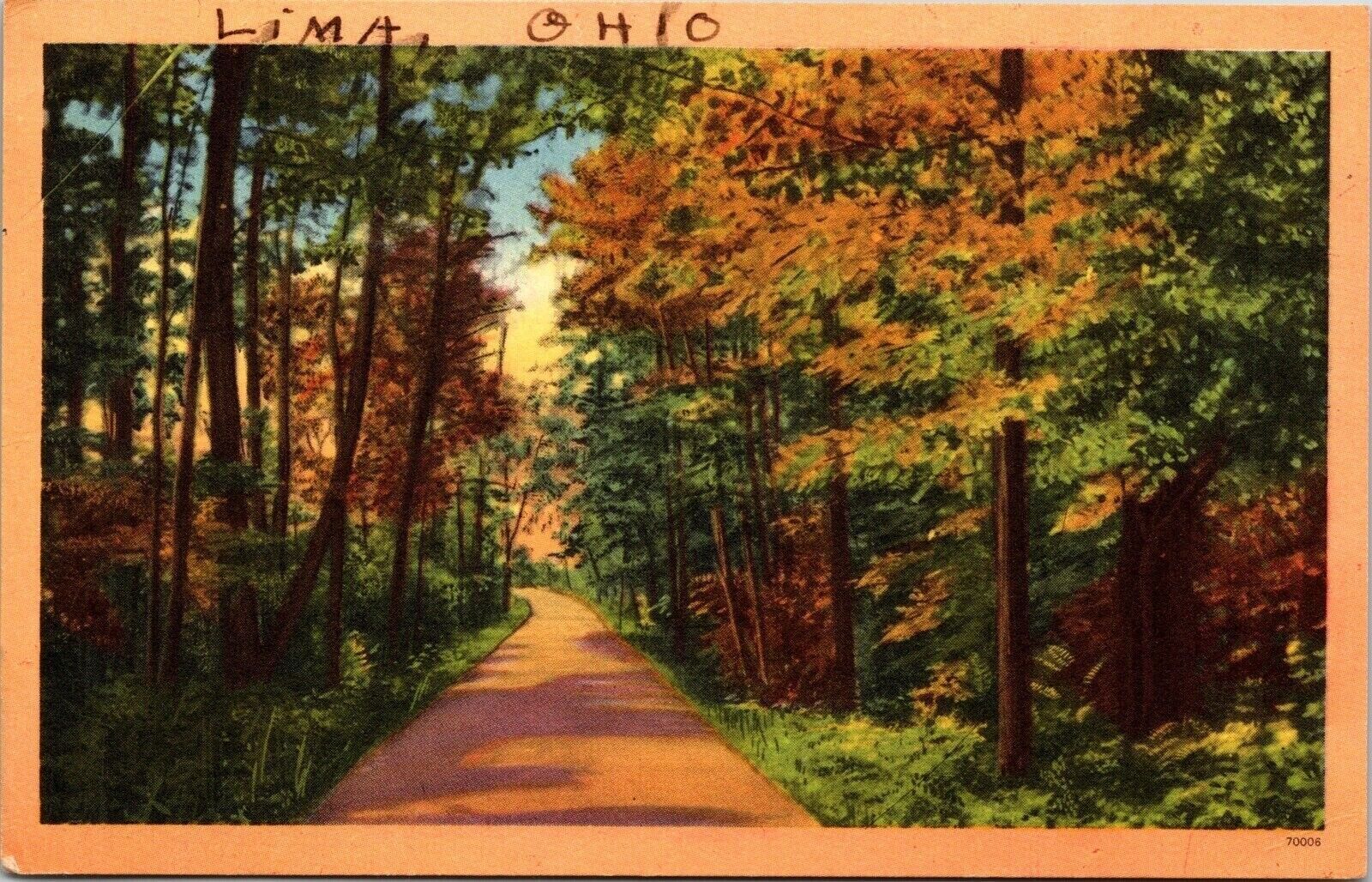 Lima Ohio Scenic Forest Landscape Pathway Trees Linen WOF Postcard ...