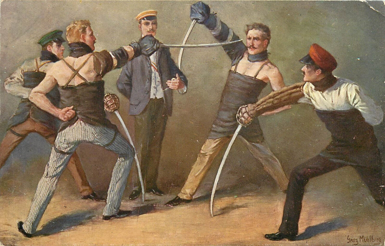 Vintage Postcard Heidelberg Fencing University Students Sabelmensur ...