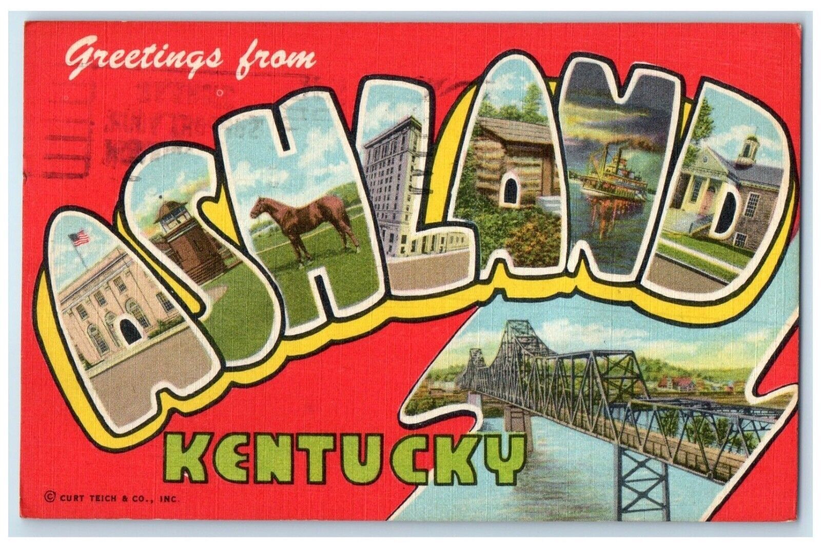 1962 Greetings From Big Letters Ashland Kentucky KY Vintage Multiview ...