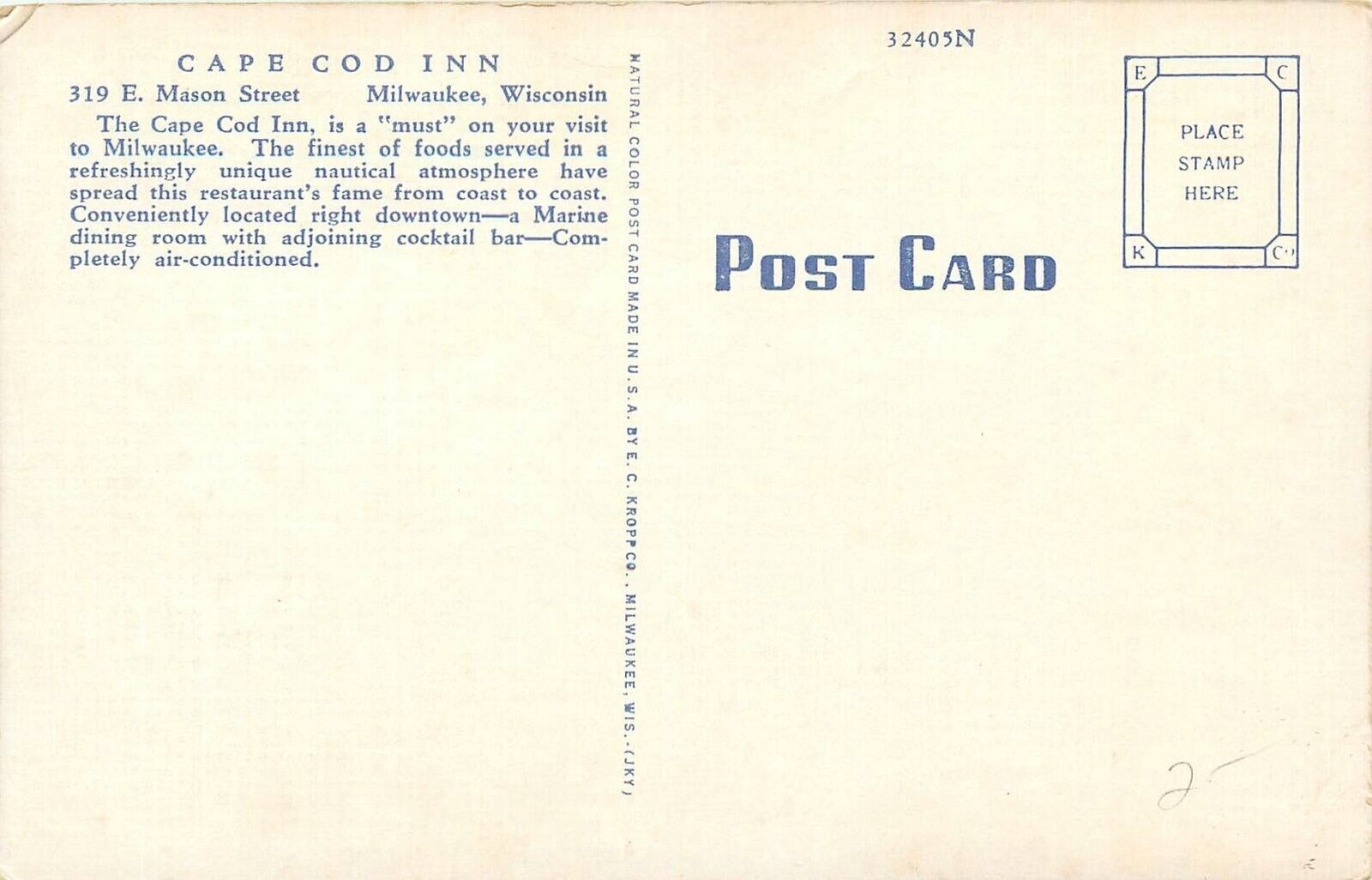Milwaukee Wisconsin 1940s Cape Cod Inn Restaurant Interior Postcard 24 ...