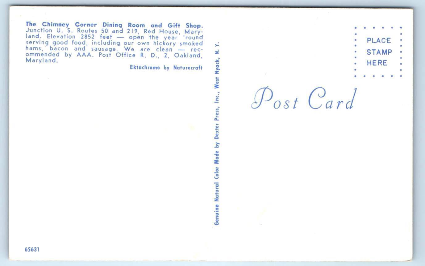 RED HOUSE, MD Maryland ~ CHIMNEY CORNER DINING ROOM c1950s Roadside ...