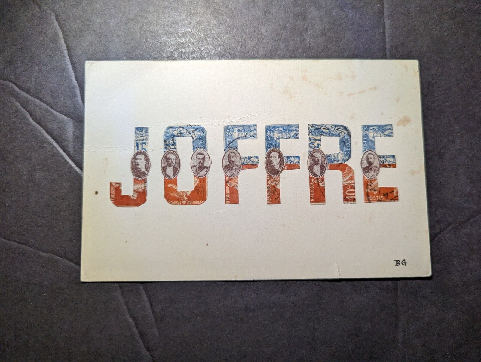 Mint France Stamp on Stamp Art Postcard Joffee WWI French Army General ...