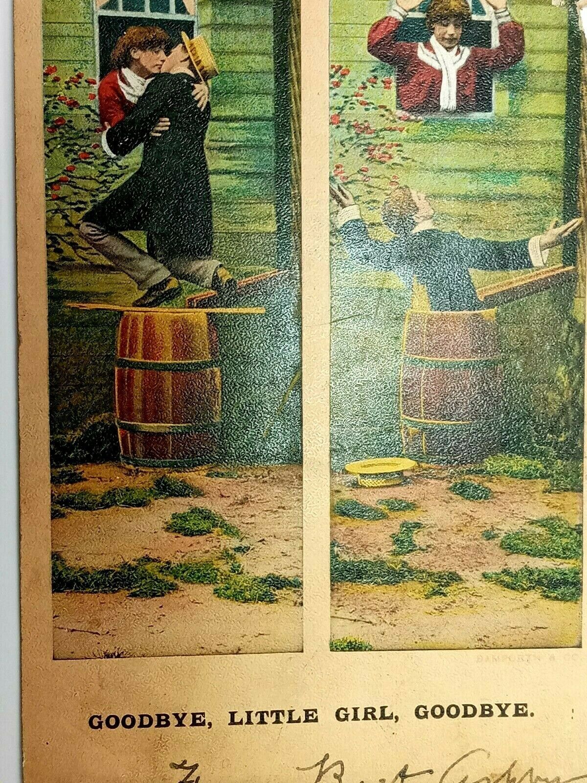 Goodbye, Little Girl Goodbye. Man & Woman in Love Vintage Postcard ...
