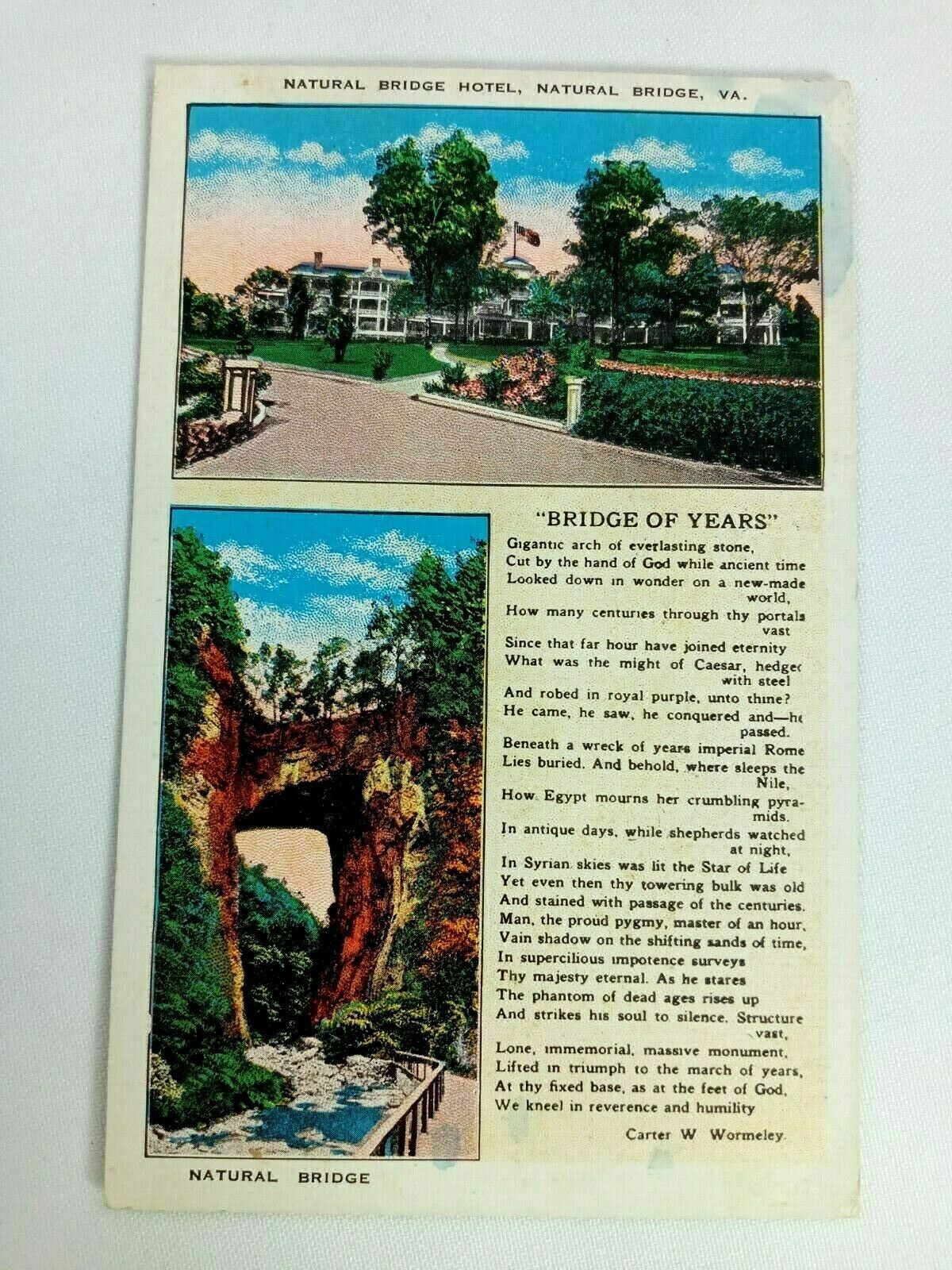 Vintage Postcard Natural Bridge Hotel Natural Bridge VA Bridge of Years ...