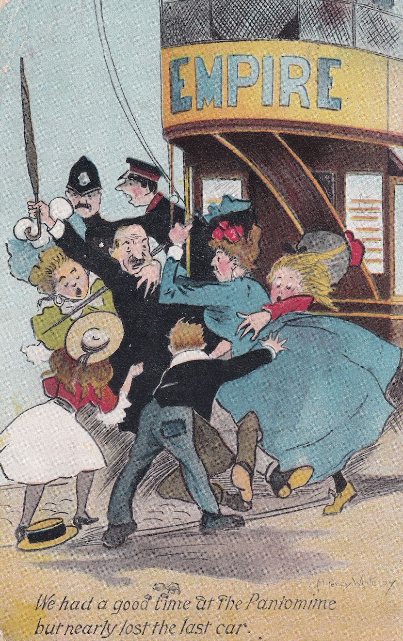 London Pantomime Bus Driver Policeman Empire Old Comic Postcard ...