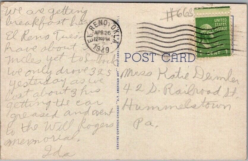 El Reno, Oklahoma Postcard "High School" Building / Street View ...