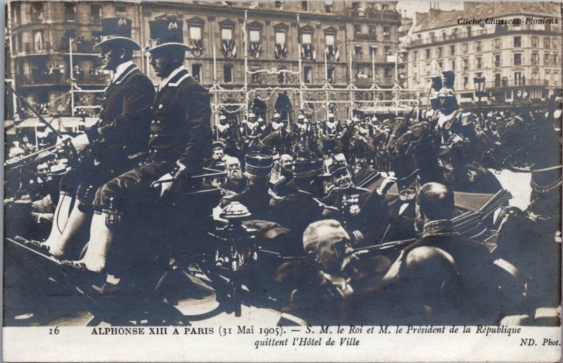 Visite De S.M. Alphonse XIII a Paris Alfonso XIII Spain Royalty RPPC ...