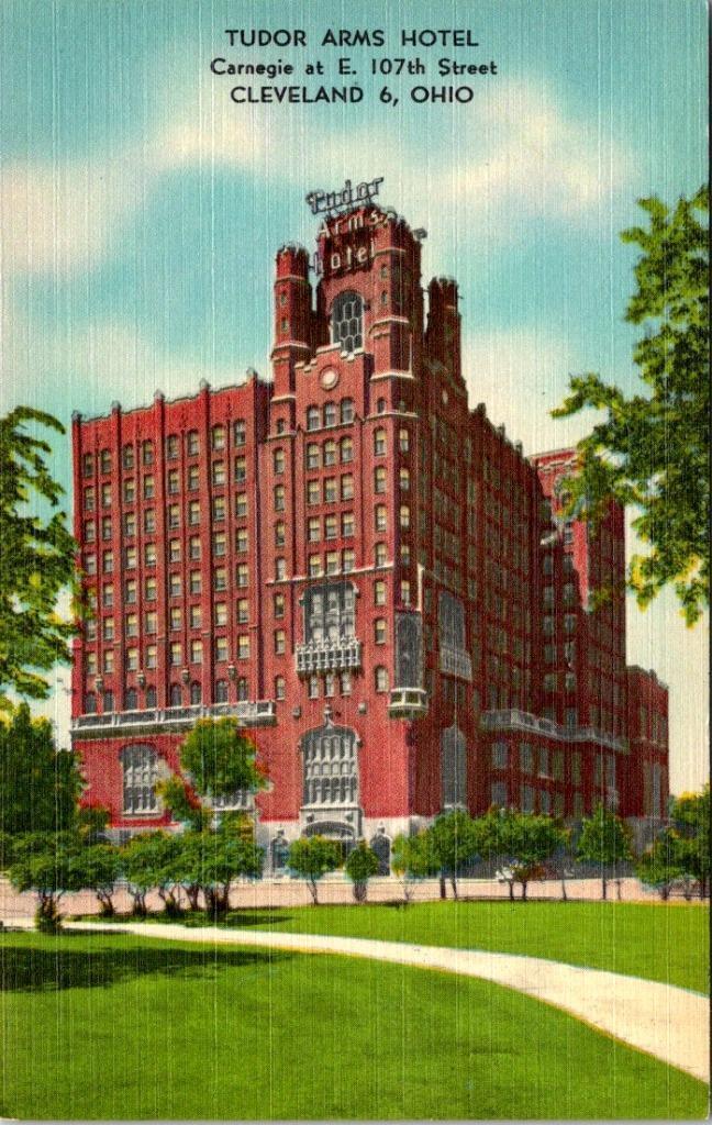 Cleveland, OH Ohio TUDOR ARMS HOTEL ca1940's Linen Advertising Postcard ...