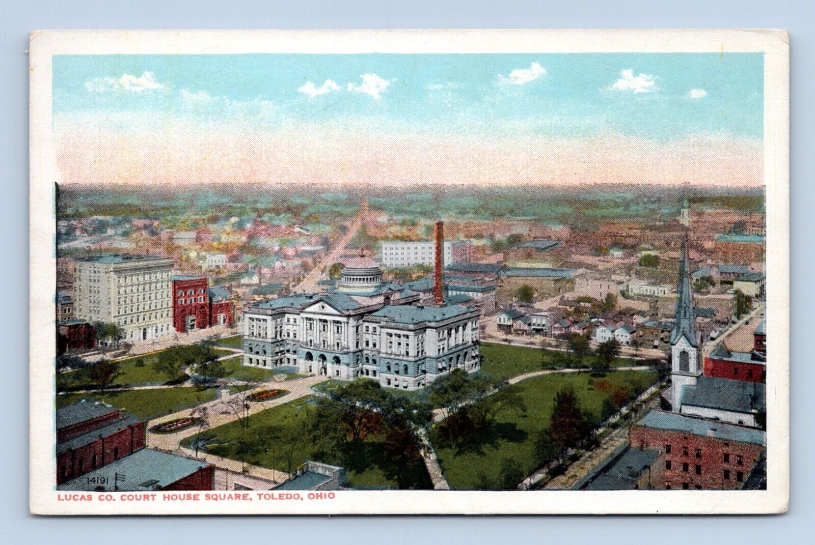 Birds Eye View Lucas County Courthouse Toledo Ohio OH UNP WB Postcard ...