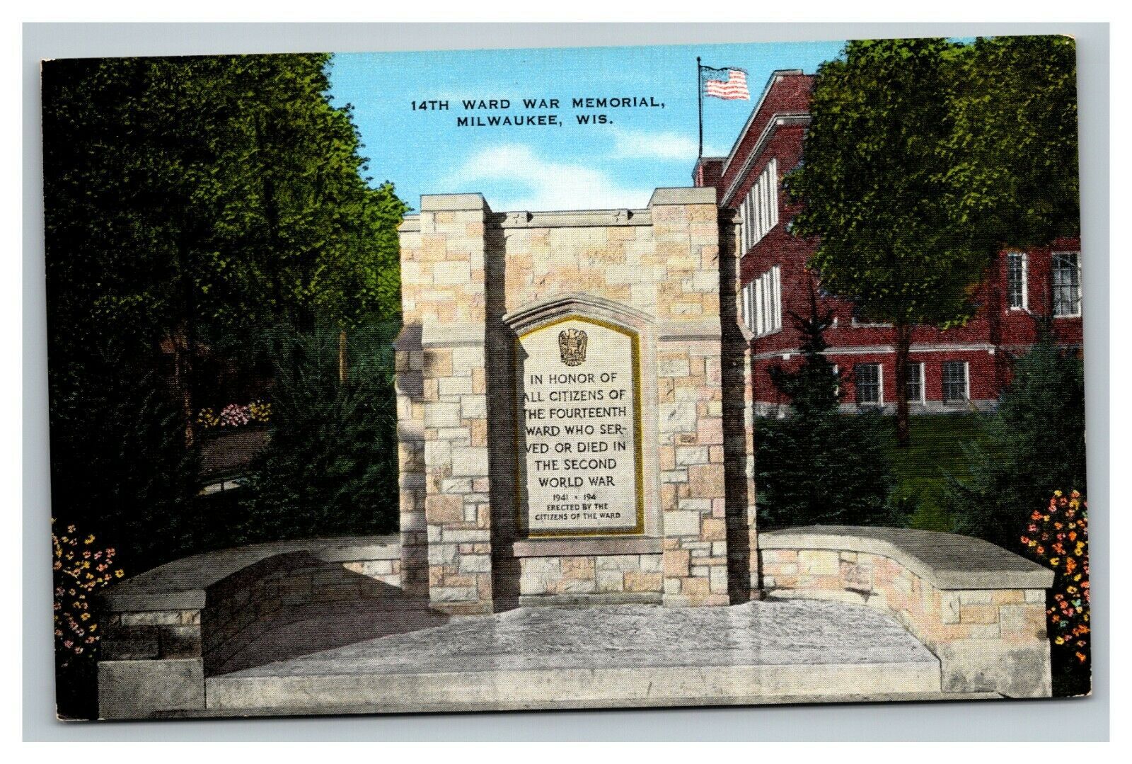 Vintage 1940's Postcard WW2 Ward War Memorial Milwaukee Wisconsin ...