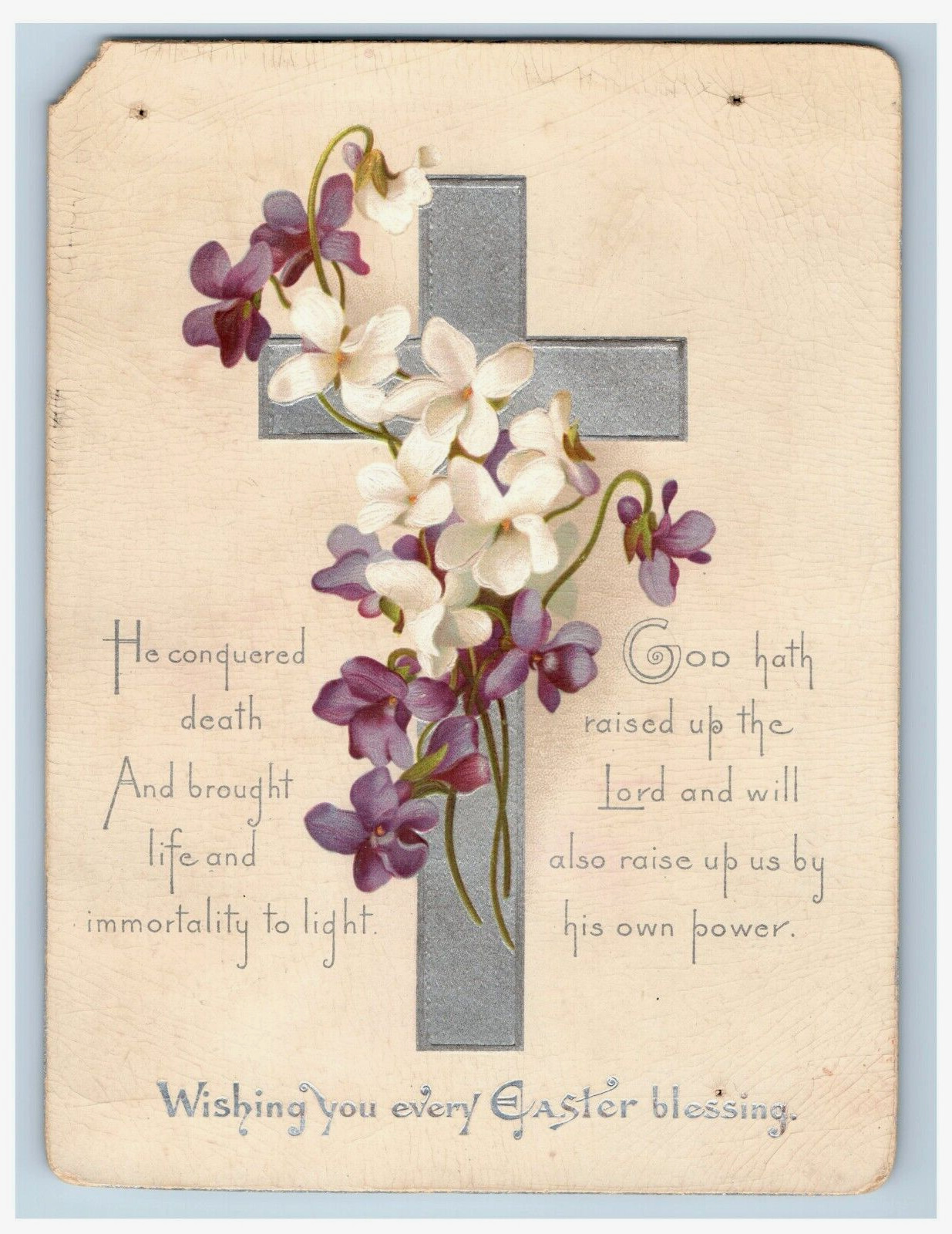 1880s Victorian Easter Trade Card Poem Cross Violets #6O | Ephemera ...