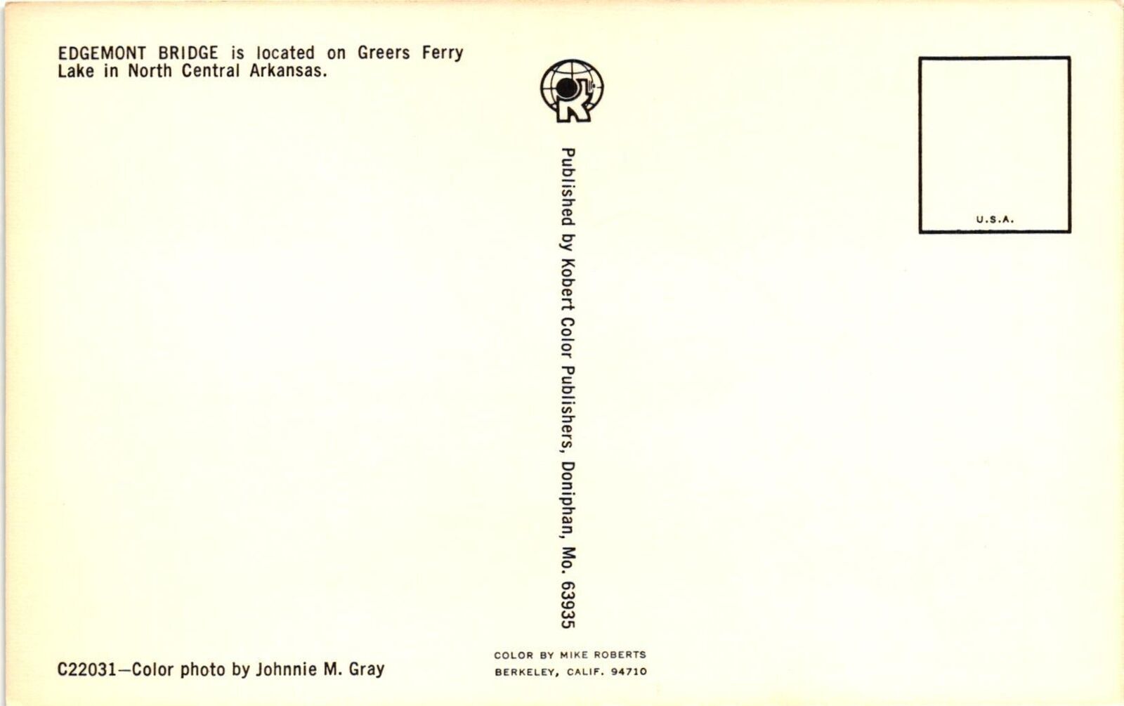 Vintage Postcard- Edgemont Bridge, Greers Ferry Lake, AR 1960s | United ...