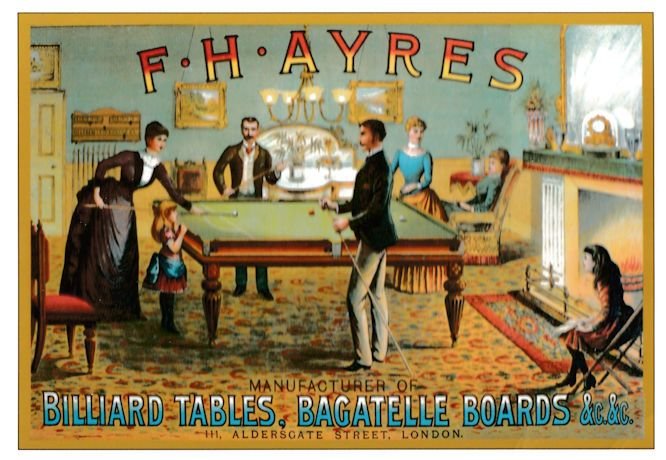 FH Ayres Antique Snooker Billiard Pool Tables Advertising Postcard ...