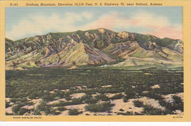 Arizona Graham Mountain Near Safford Curteich | United States - Arizona ...
