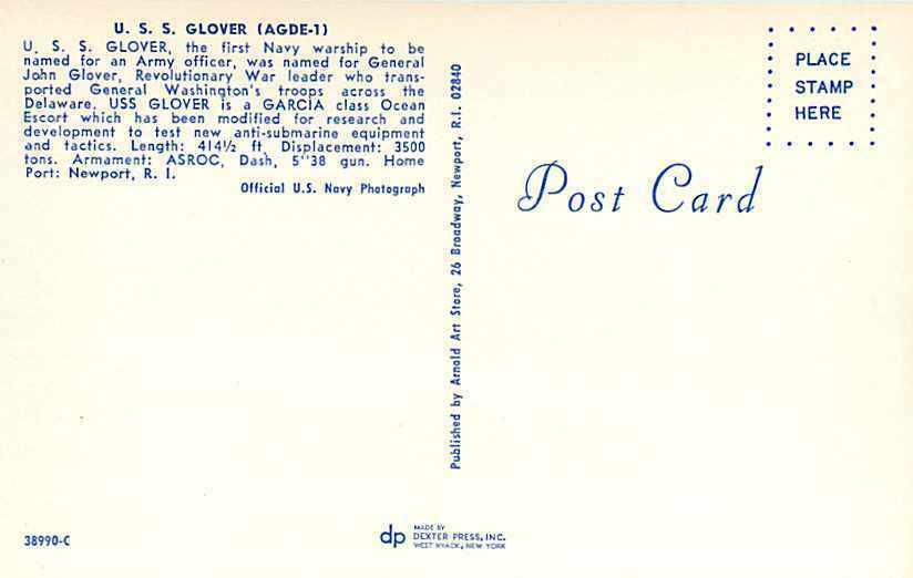 US Navy, USS Glover AGDE-1, Garcia Class Frigate | United States ...