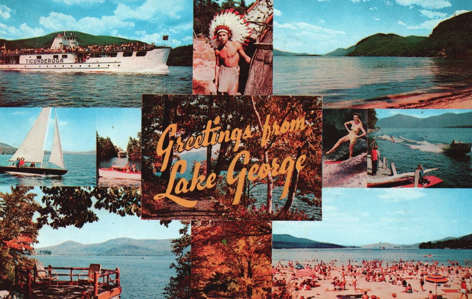 Vintage Postcard 1956 Greetings From Lake George New York NY Fun ...