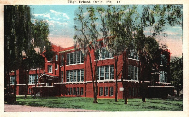 Vintage Postcard 1920's The Public High School Building Ocala Florida ...