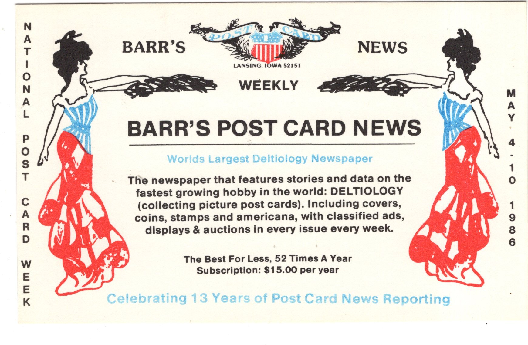 Barr`s Post Card News, Deltiology Newspaper, National Postcard Week ...