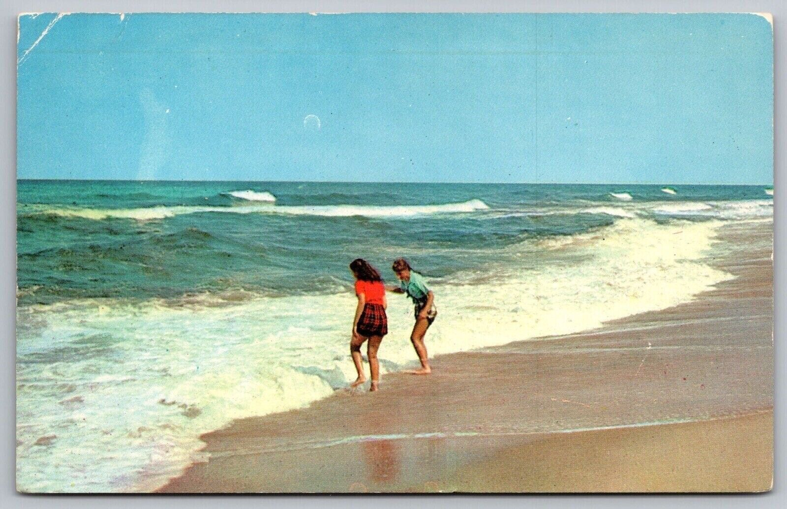 Postcard Beach Playtime Shoreline Oceanfront Coastal Ocean Waves ...