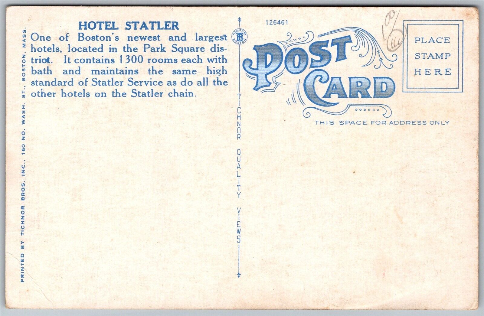 Vtg Boston Massachusetts MA Hotel Statler & Statler Building 1920s View ...