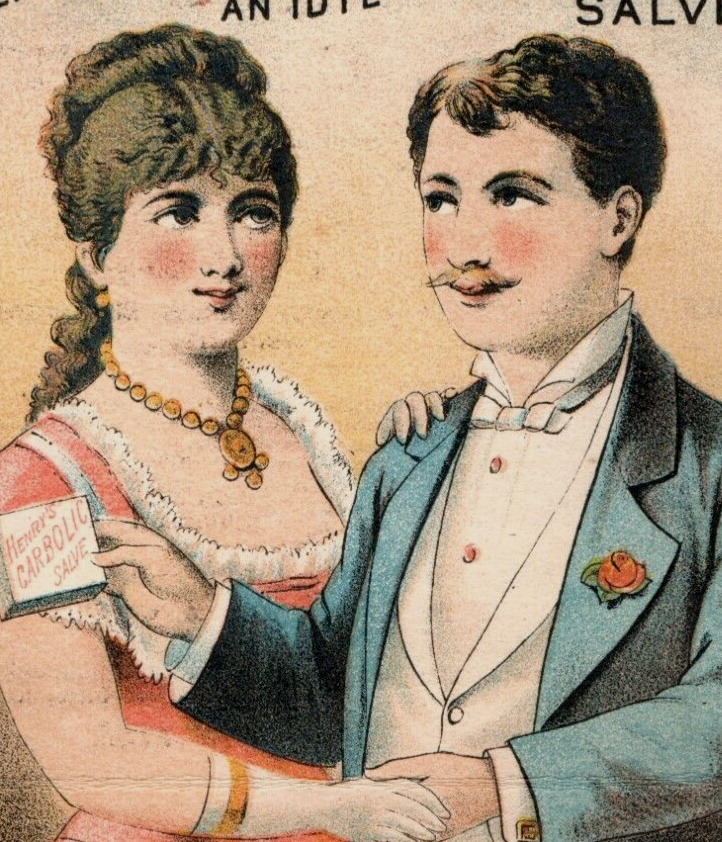 1880s Metamorphic Before & After Henry's Carbolic Salve Lovely Couple P184 | Ephemera - Chromo ...