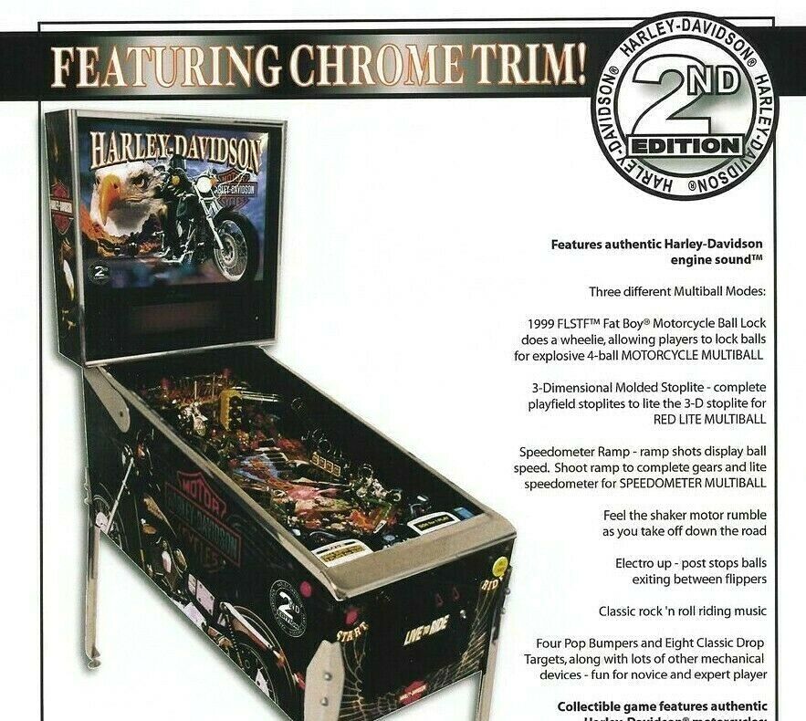 Stern Harley Davidson Pinball FLYER 2nd Ed Original NOS Motorcycles Art ...