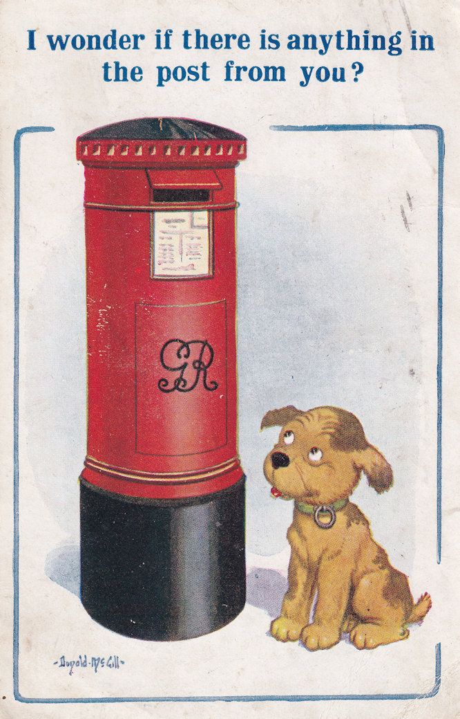 Ronald McGill Dog By Post Box Pillar Letter Postman Old Comic Postcard ...