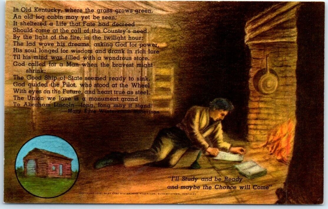 Postcard - Cabin Fireplace - Poem - Mary Eyre Wintersmith Robertson ...