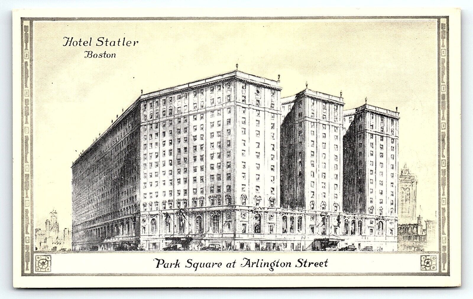 1920s Boston MA Hotel Statler Park Square Arlington ST Postcard P2062 ...