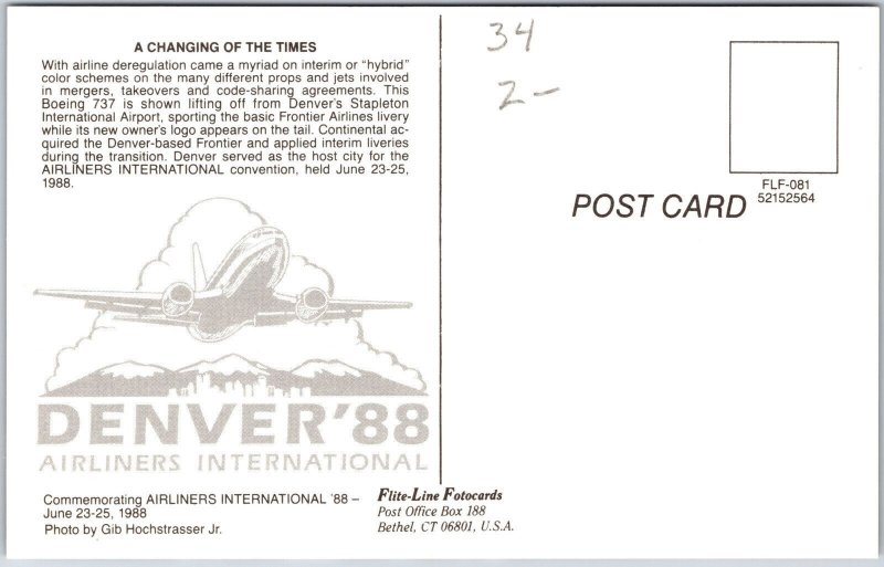 Airplane Boeing 737 Hybrid Color Scheme From Denver Stapleton Airport ...