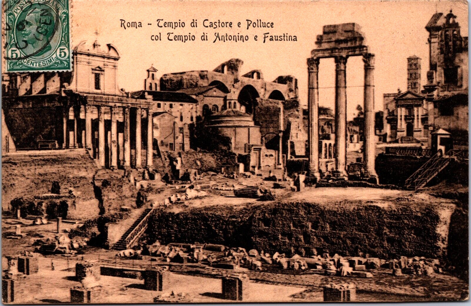 Italy Roma Tempio di Castore e Polluce Rome Vintage Postcard 09.68 ...