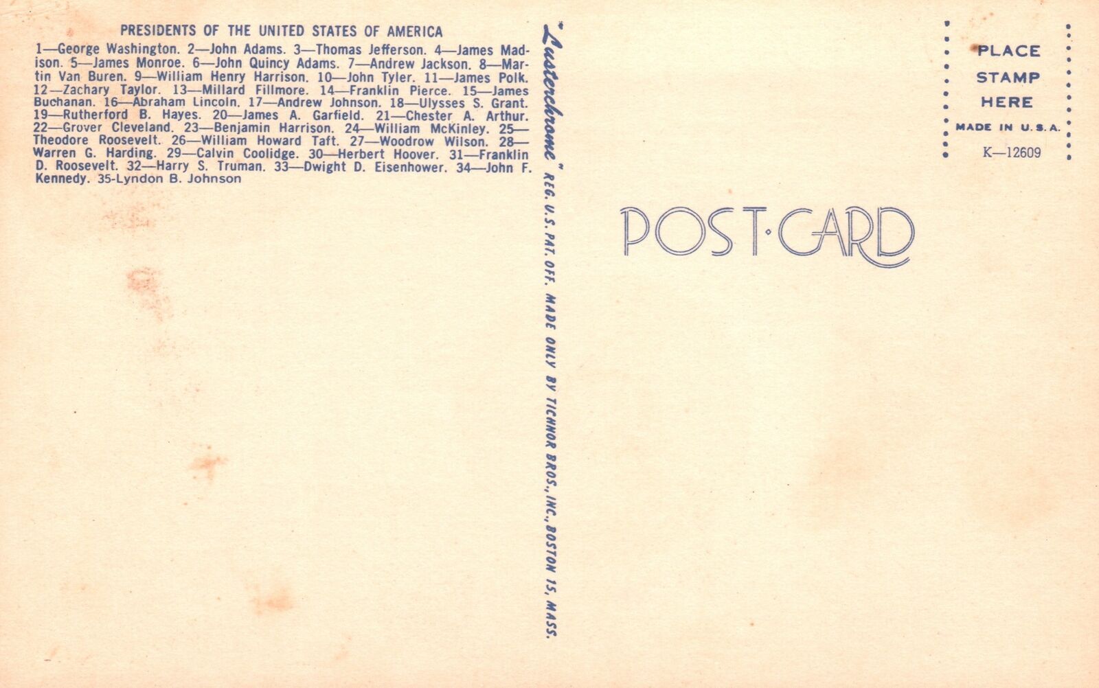 Vintage Postcard 1956 Head Face of Presidents of The United States of ...