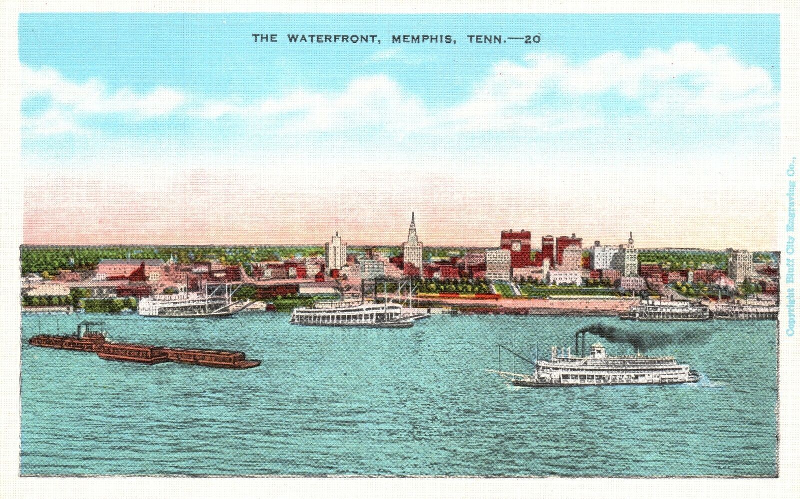 Vintage Postcard 1930's View of the Waterfront Memphis Tennessee TN ...