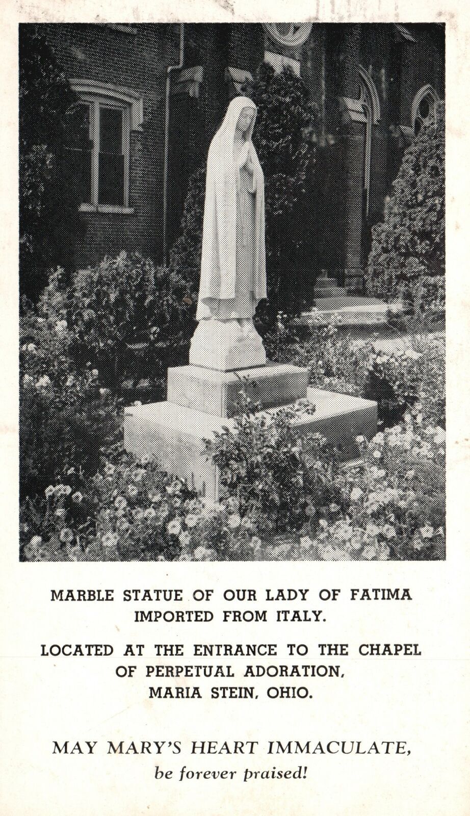 Vintage Postcard 1956 Marble Statue Of Our Lady Of Fatima Imported From ...